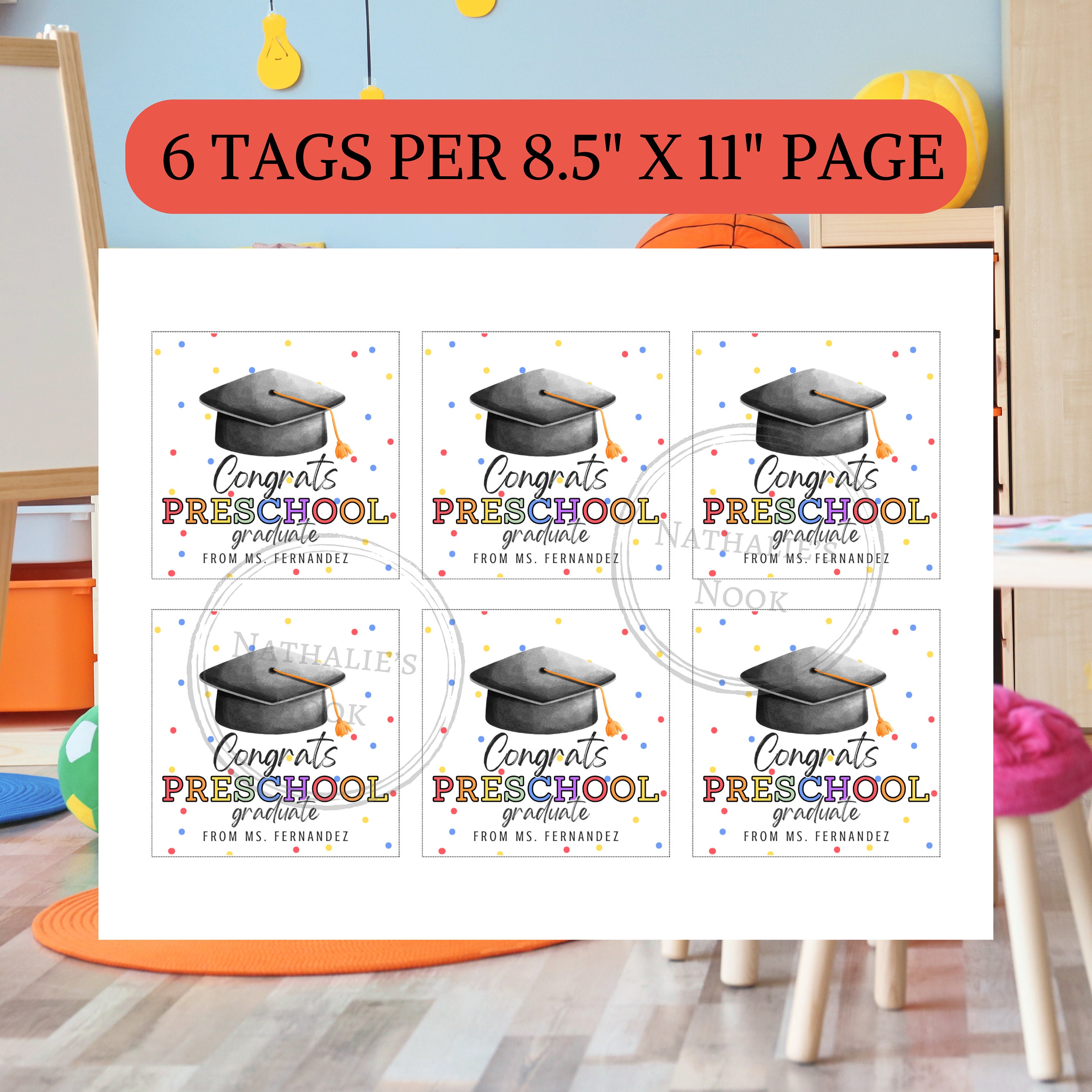 Preschool Graduation Gift Tag Editable, Congrats Graduate Teacher ...