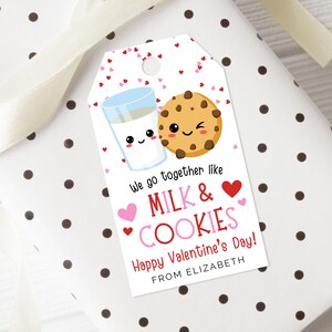 We Go Together Like Milk and Cookies Valentine Tag Editable Template ...