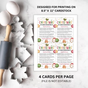 DIY Cookie Kit Instructions Christmas Printable Card, Do It Yourself ...