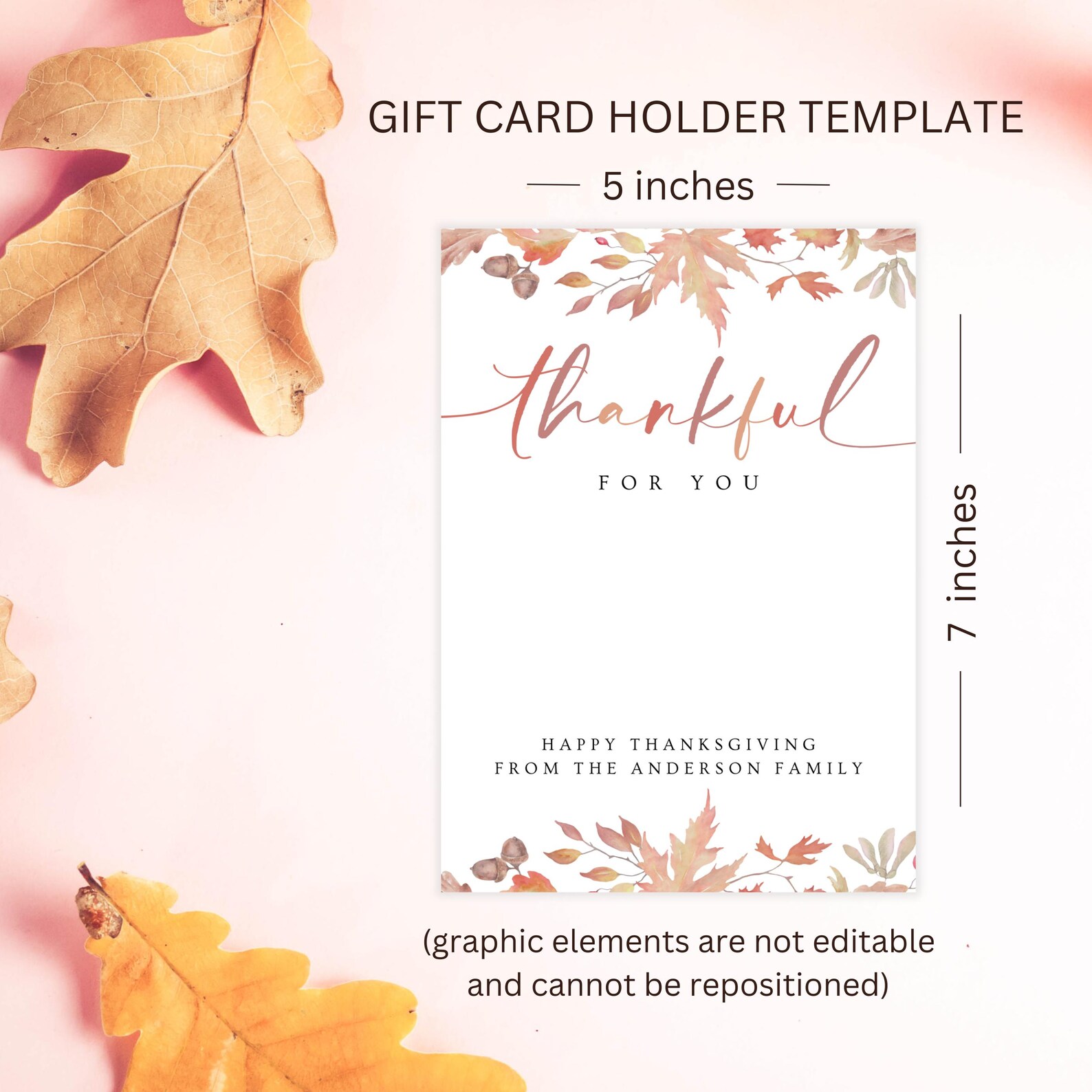 Printable Thanksgiving Gift Card Holder: Fall Thank You Friend Neighbor ...