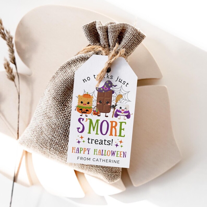 Halloween Smores Kit Favor Tag Editable, Printable S'mores Trick or ...