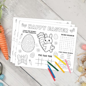 Easter Printable Placemat for Kids Table Activity Mat PDF, Paper ...