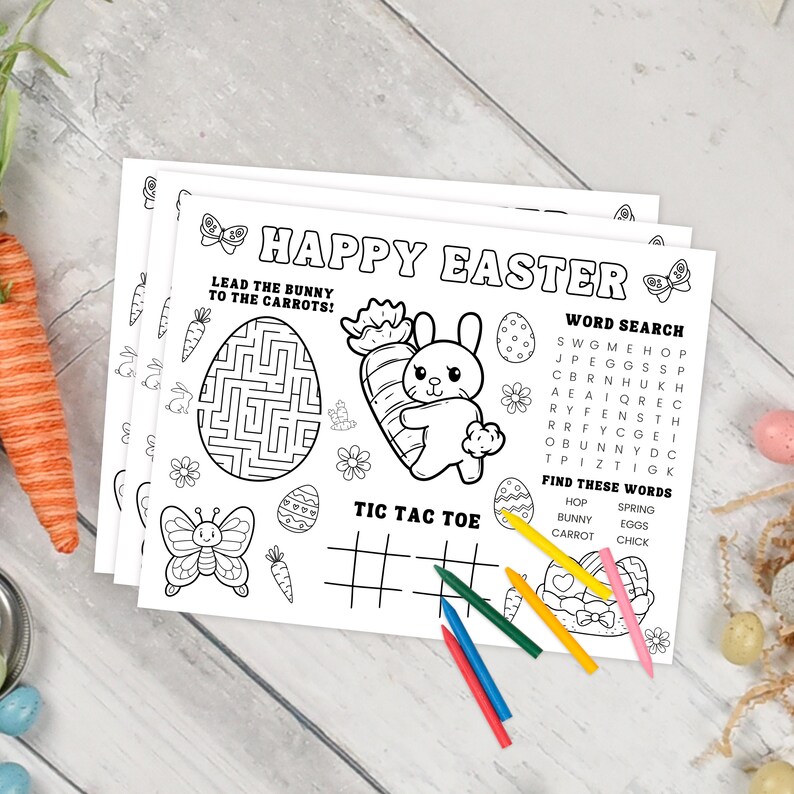 Easter Printable Placemat for Kids Table Activity Mat PDF, Paper ...