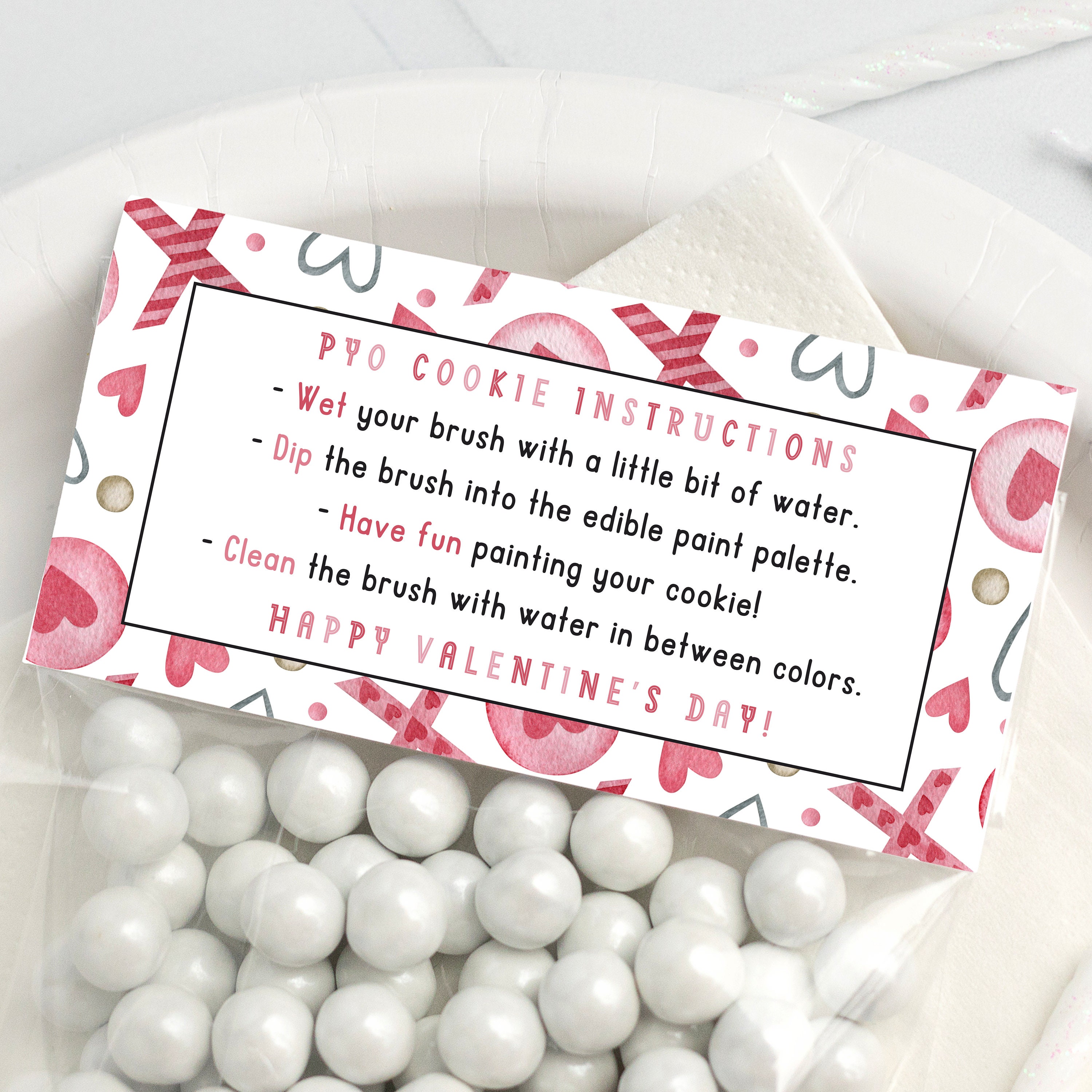 PYO Cookie Bag Topper Valentine's Day Printable, Pink Paint Your Own ...