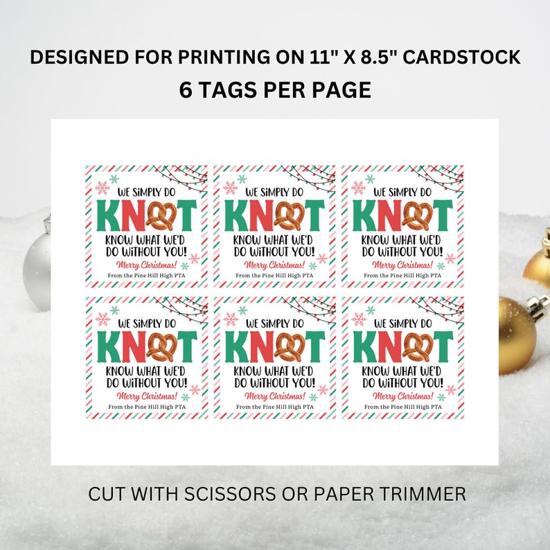 Christmas Pretzel Appreciation Gift Tag Editable, We Do Knot Know What ...