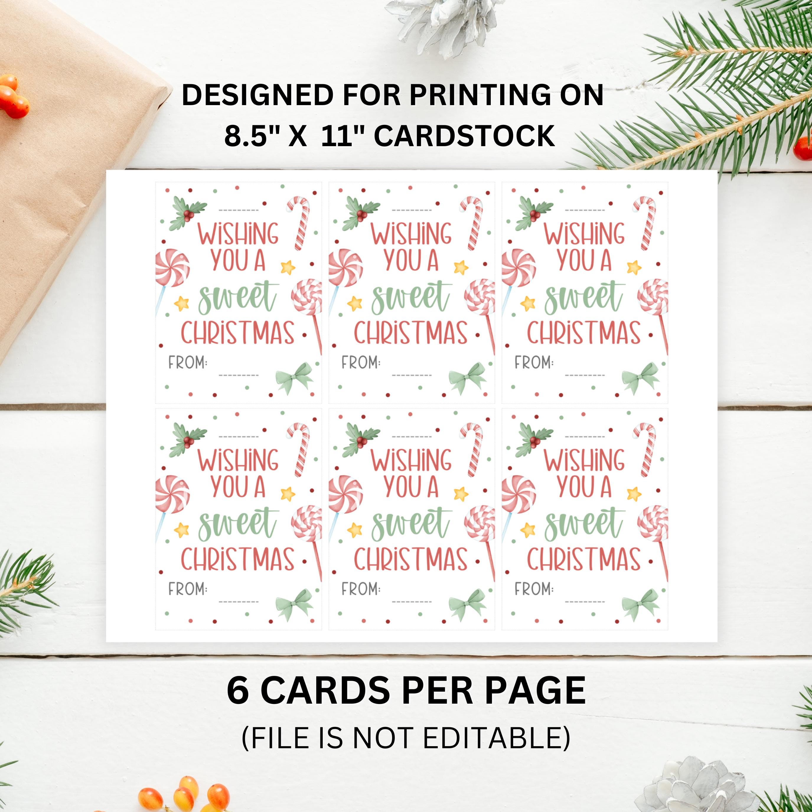 Candy Cane Holder Printable, Christmas Candy Cane Tag Card PDF, Holiday ...