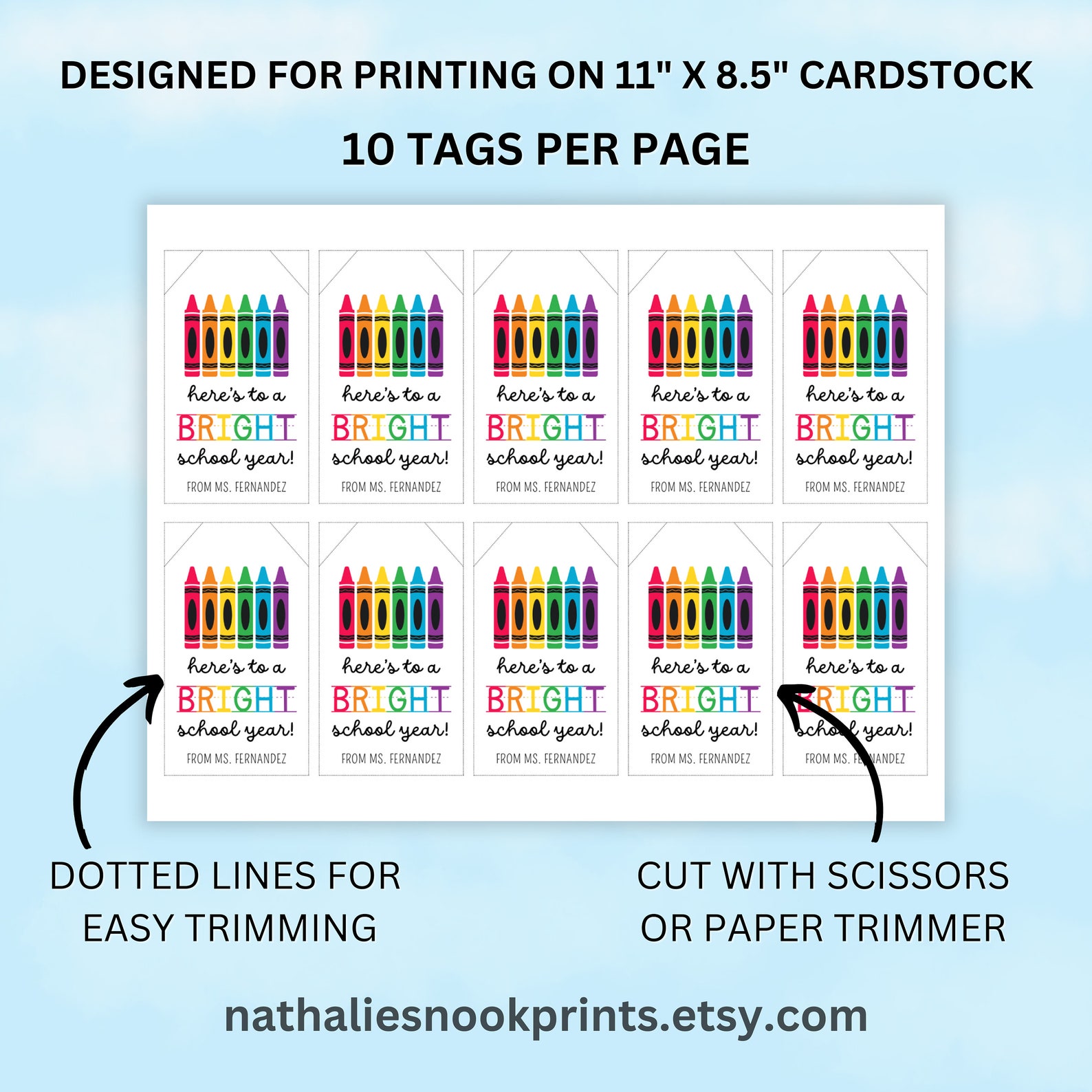 Bright School Year Student Class Gift Tag Editable, Printable First Day ...