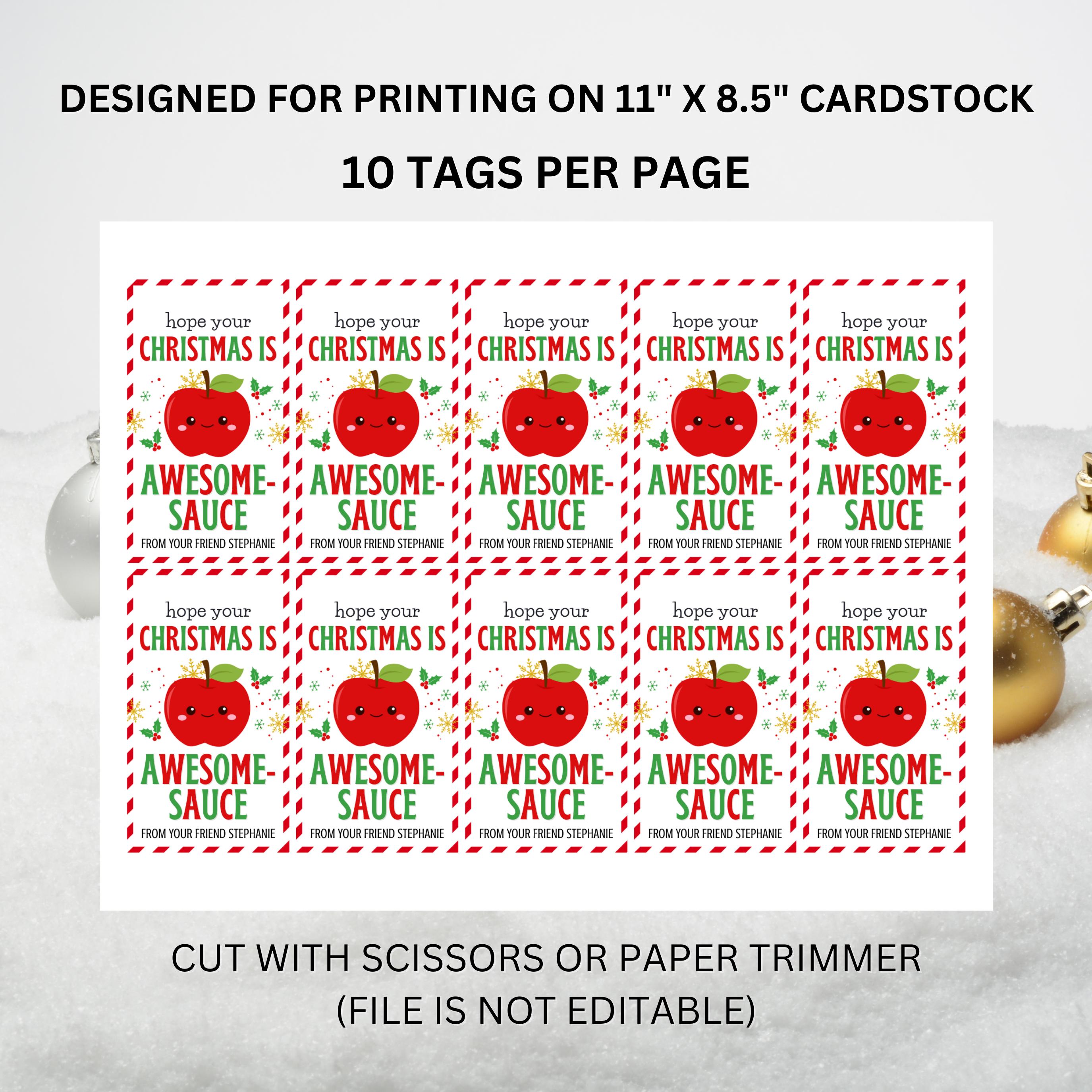 Christmas Applesauce Gift Tag Editable, Daycare Applesauce Pouch ...
