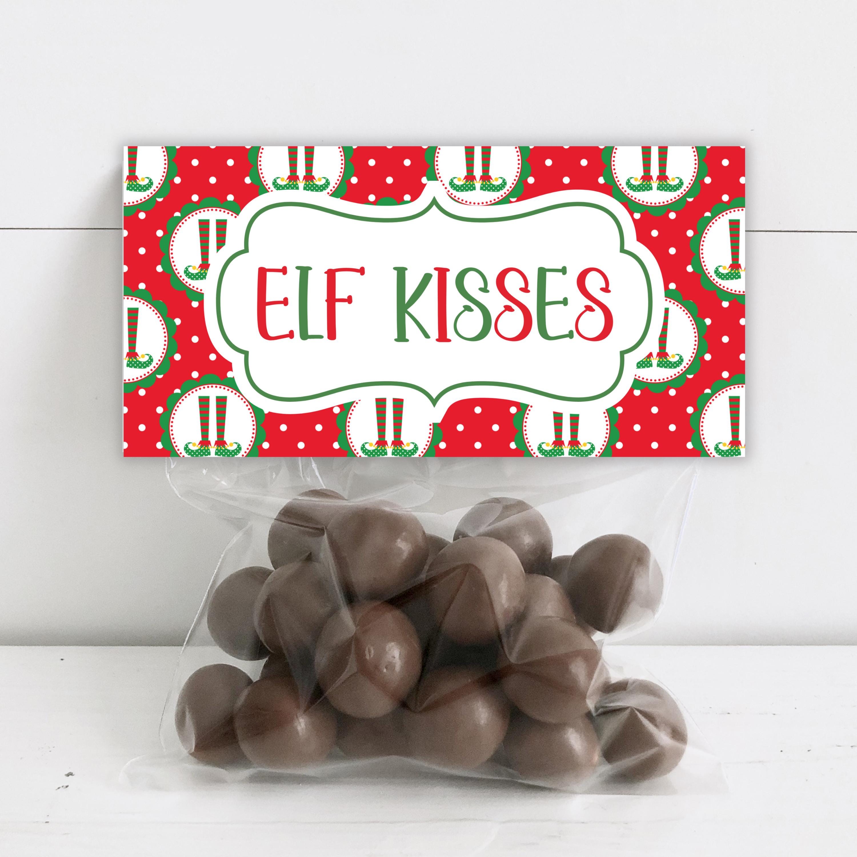 Elf Kisses Treat Bag Topper: Christmas Printable Favor Stocking Stuffer ...