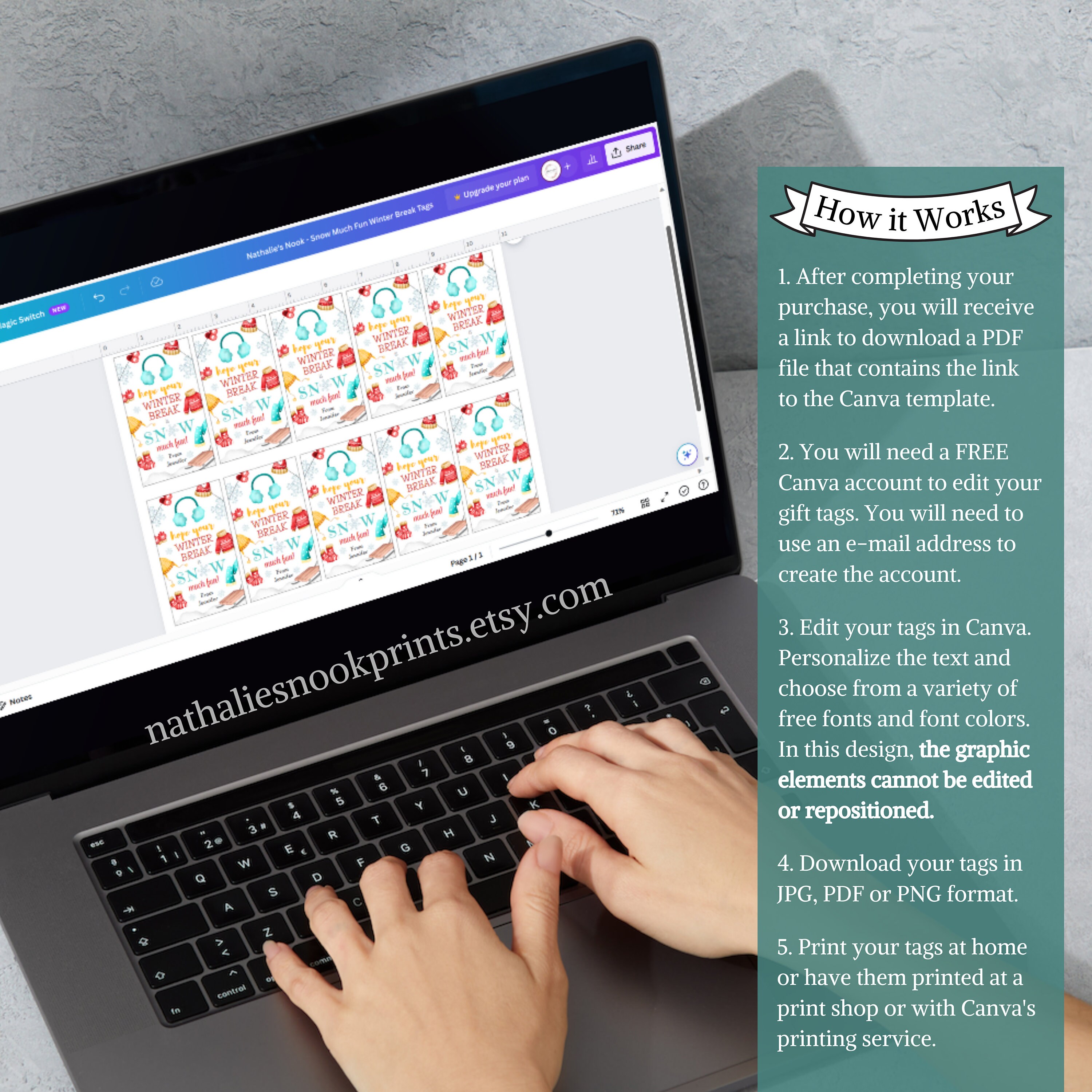 Snow Much Fun Winter Break Gift Tags, Class School Editable Holiday ...