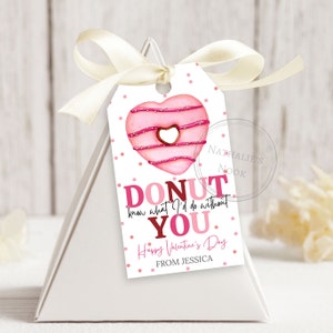 Donut Valentine Tags Editable, Happy Valentine's Day Printable Coworker ...