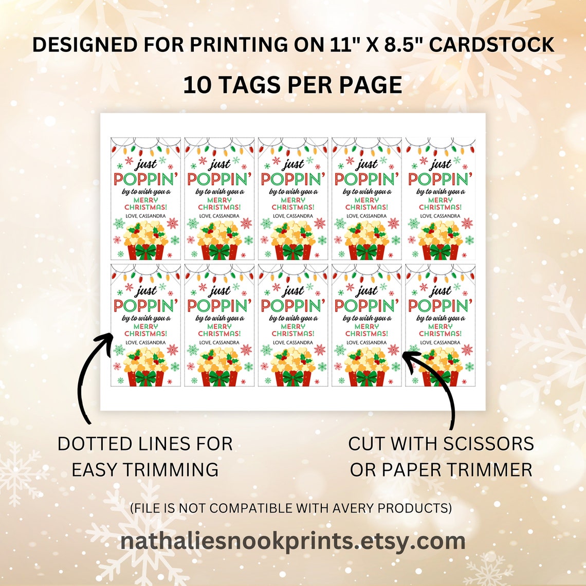 Popcorn Tag Christmas Editable, Merry Xmas Printable Coworker Teacher ...