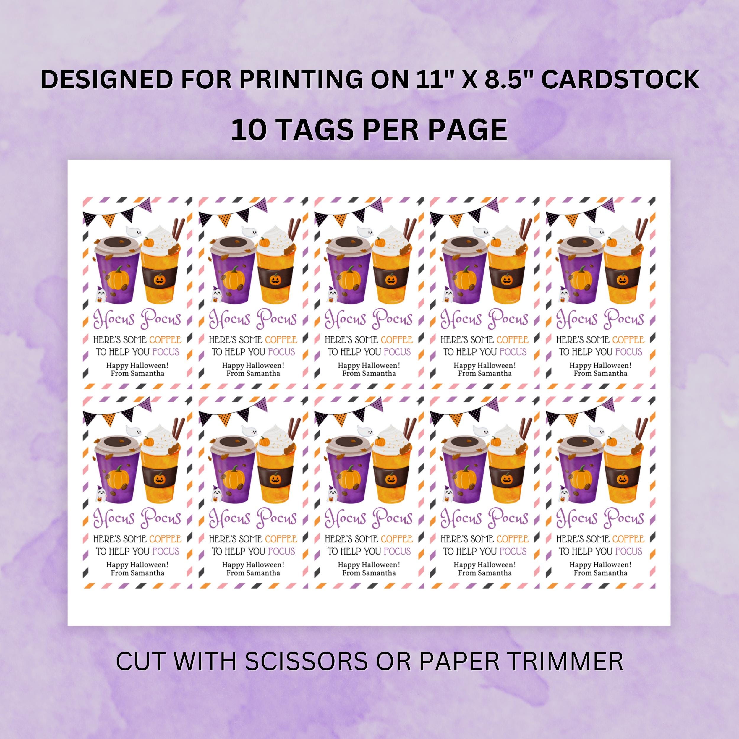 Halloween Coffee Tag Editable, Printable Hocus Pocus Happy Halloween ...