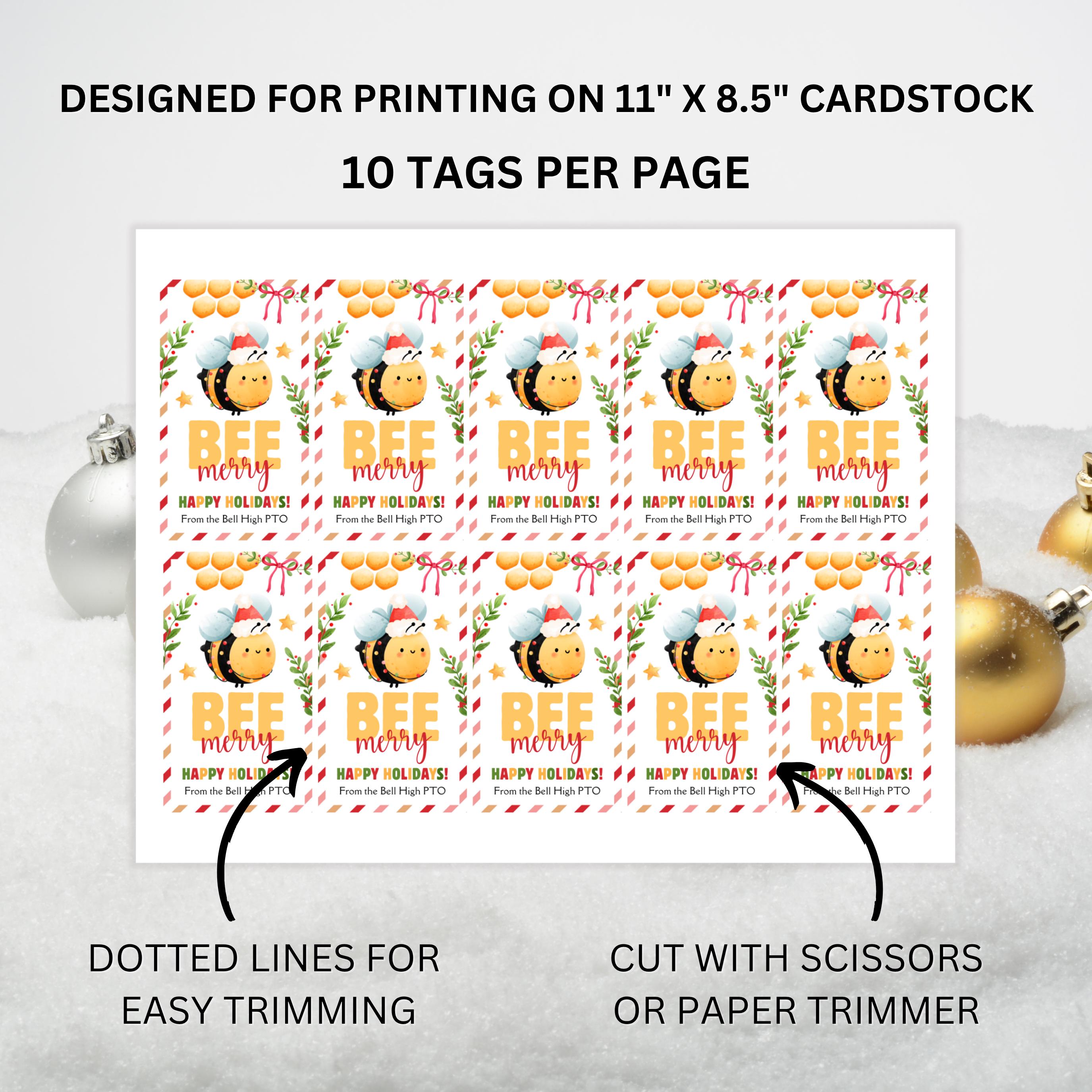 Bee Merry Christmas Gift Tag Editable, Bees Theme Lip Balm Printable ...