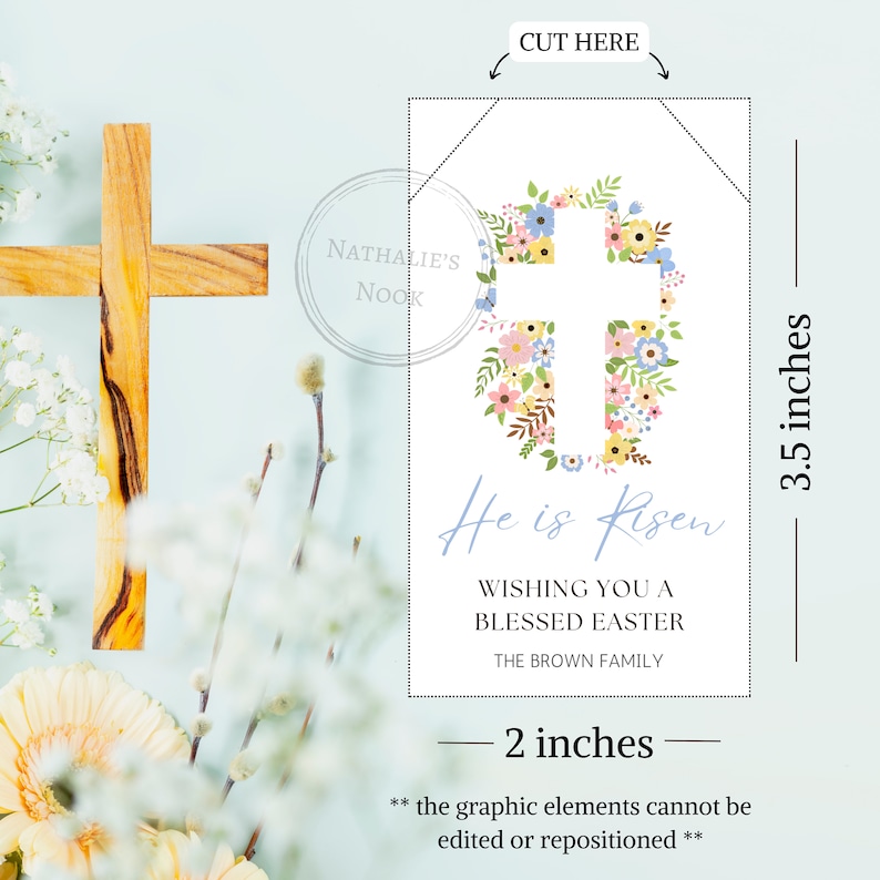 He is Risen Easter Gift Tag Printable, Editable Jesus Religious Cookie ...