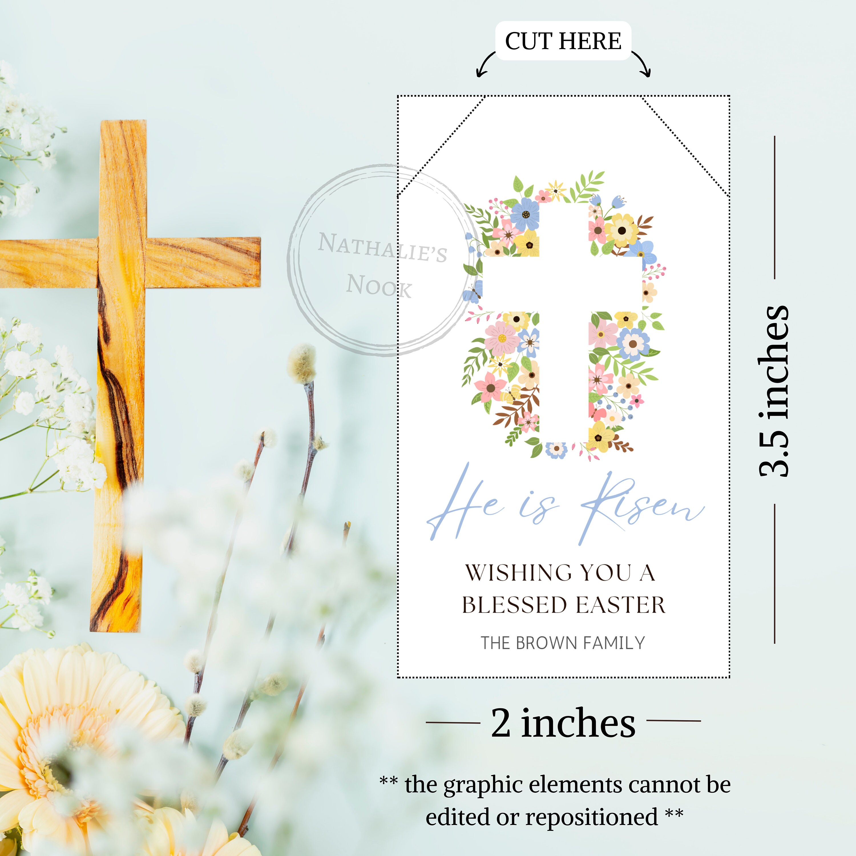 He is Risen Easter Gift Tag Printable, Editable Jesus Religious Cookie ...