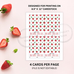 Berry Special Valentines Cookie Card Printable, Sweet Strawberry Happy ...