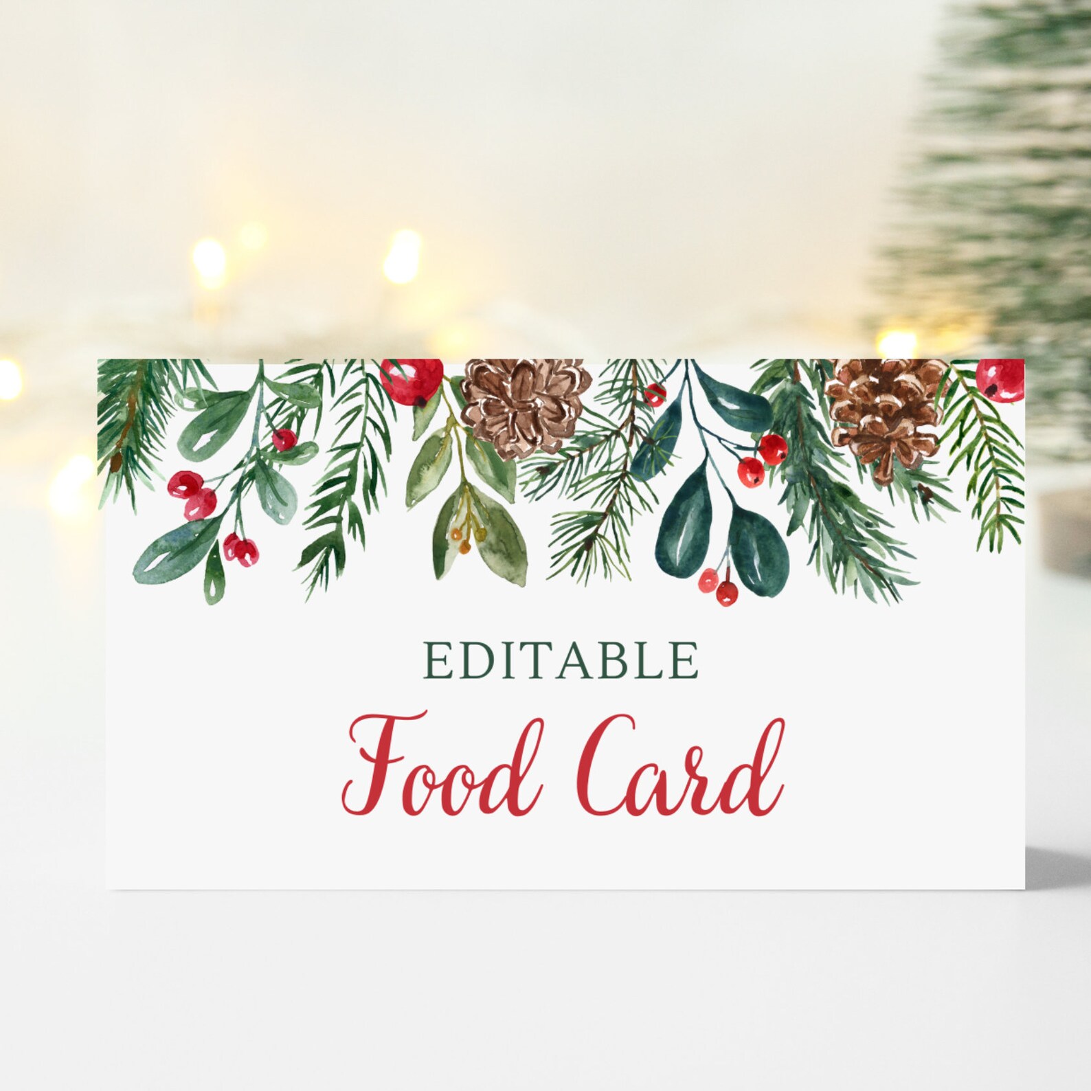 Christmas Buffet Card Editable, Holiday Party Food Label Printable ...