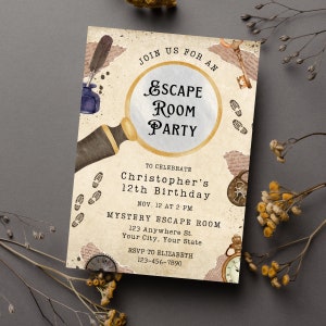 Escape Room Birthday Invitation, Escape Room Invite Kids Teenager Party ...
