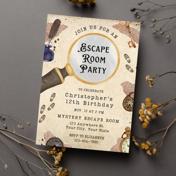 Room Escape Party Invitations Escape Room Birthday Party Celebration