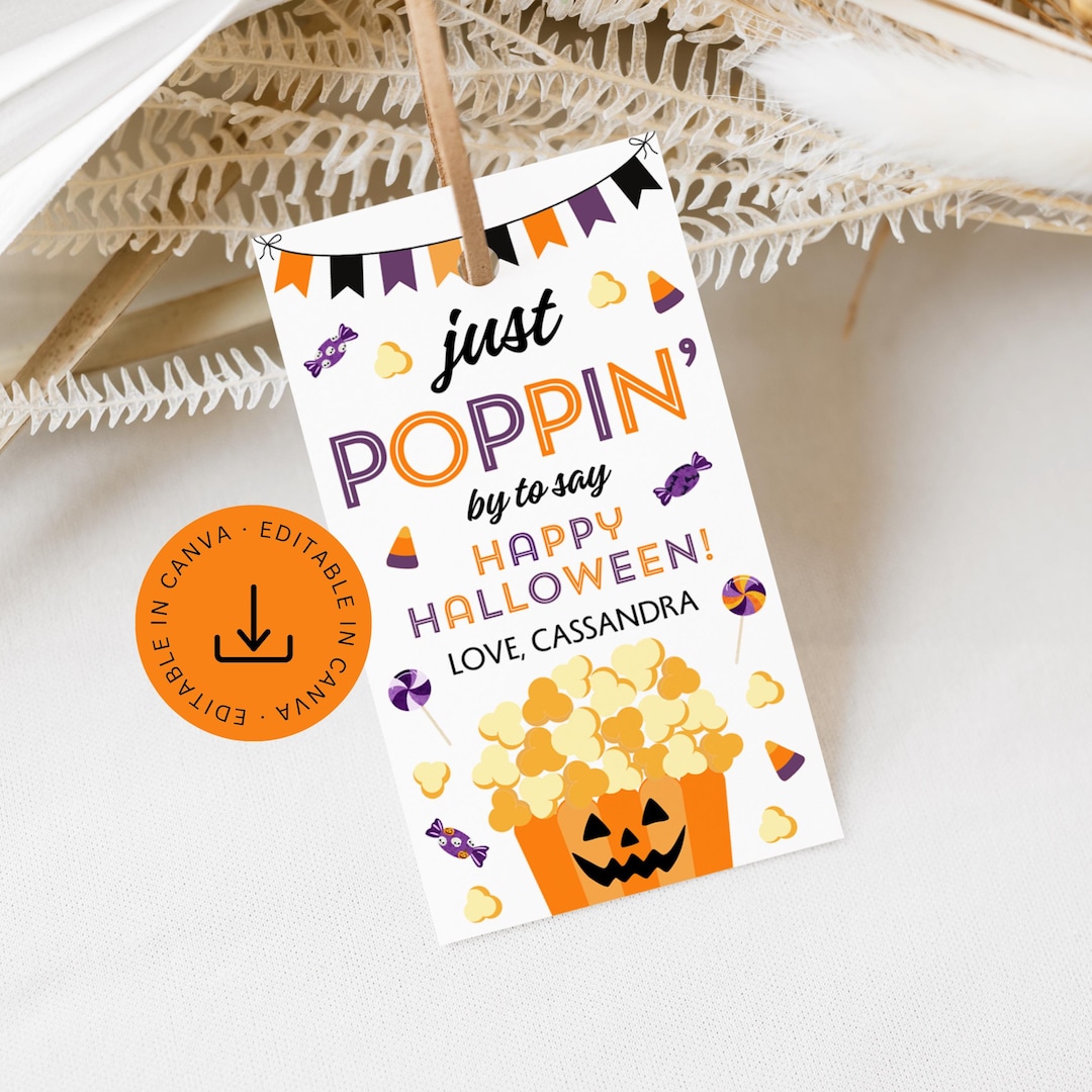 Popcorn Tags Halloween Editable, Happy Halloween Printable Coworker ...