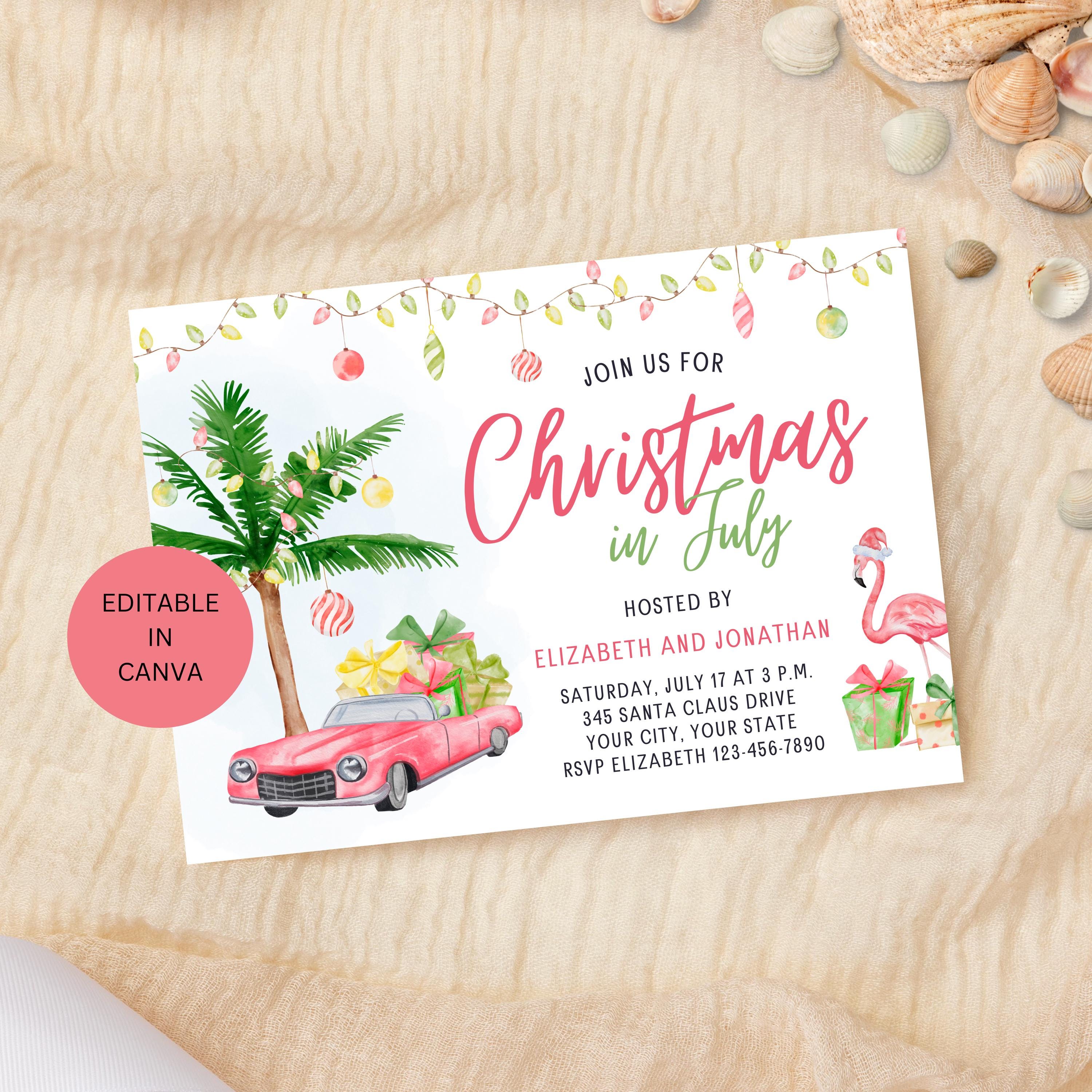 Christmas in July Invitation Party Template Editable, Summer Christmas ...