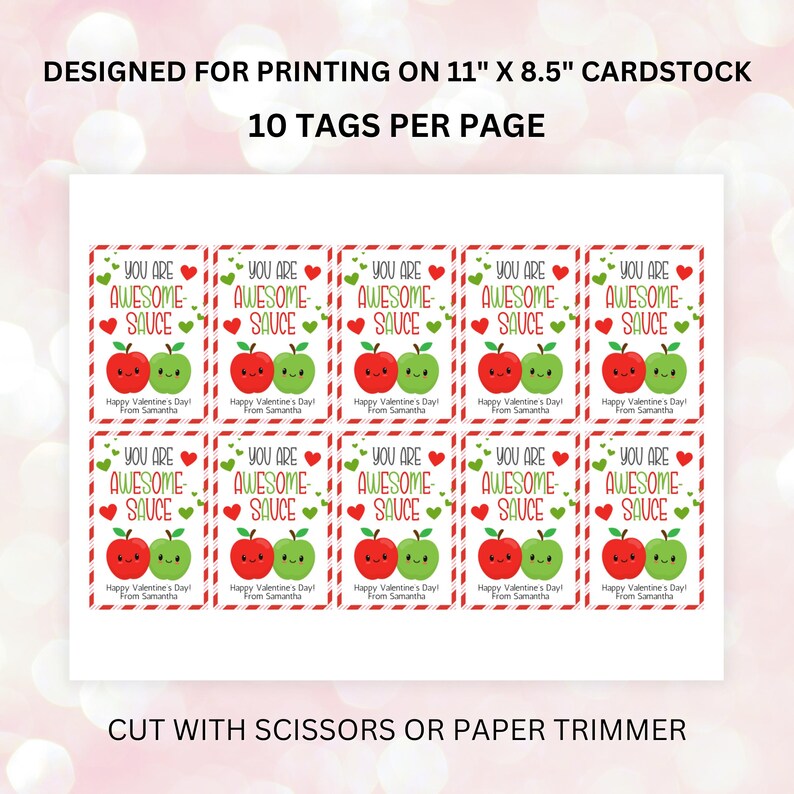 Applesauce Tag Valentine Printable: Happy Valentine's Day Classroom ...