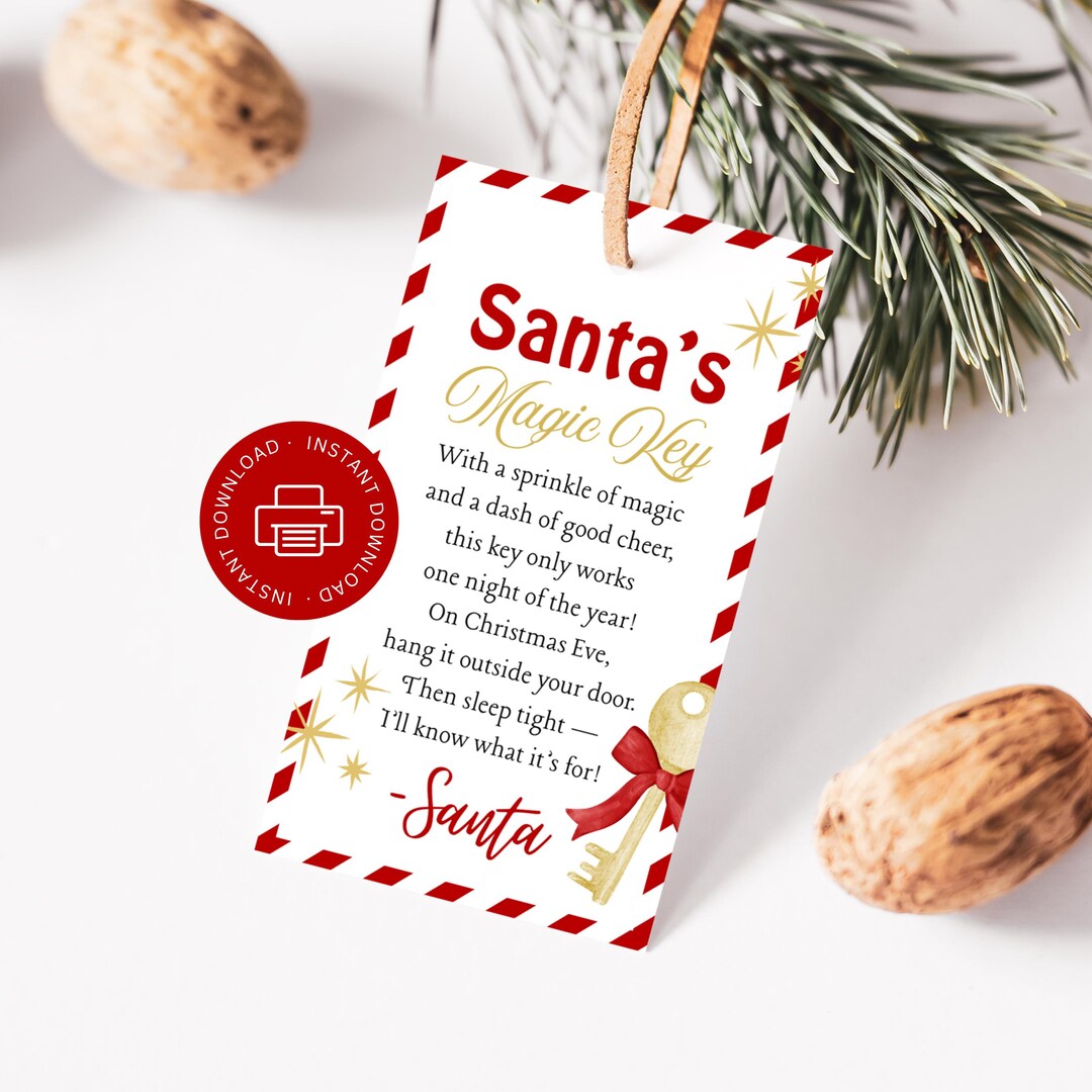 Santa Magic Key Tag, Magical Christmas Eve Box Tradition, Kids Key for ...