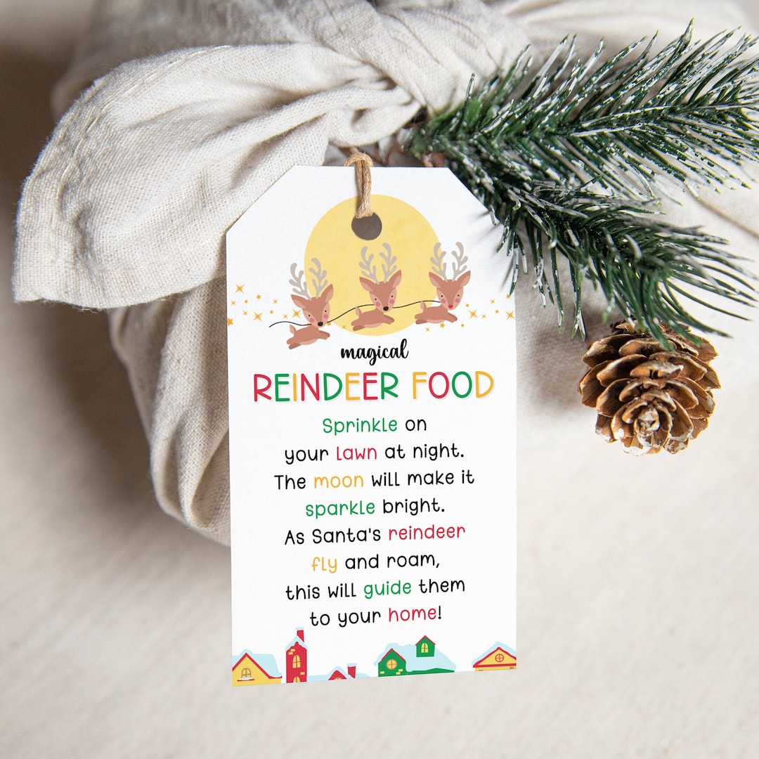 Magical Reindeer Food Tag Christmas Printable, Magic Reindeer Treat ...