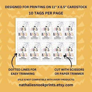 Bugs and Kisses Editable Halloween Favor Tag, Pink Girly Printable ...