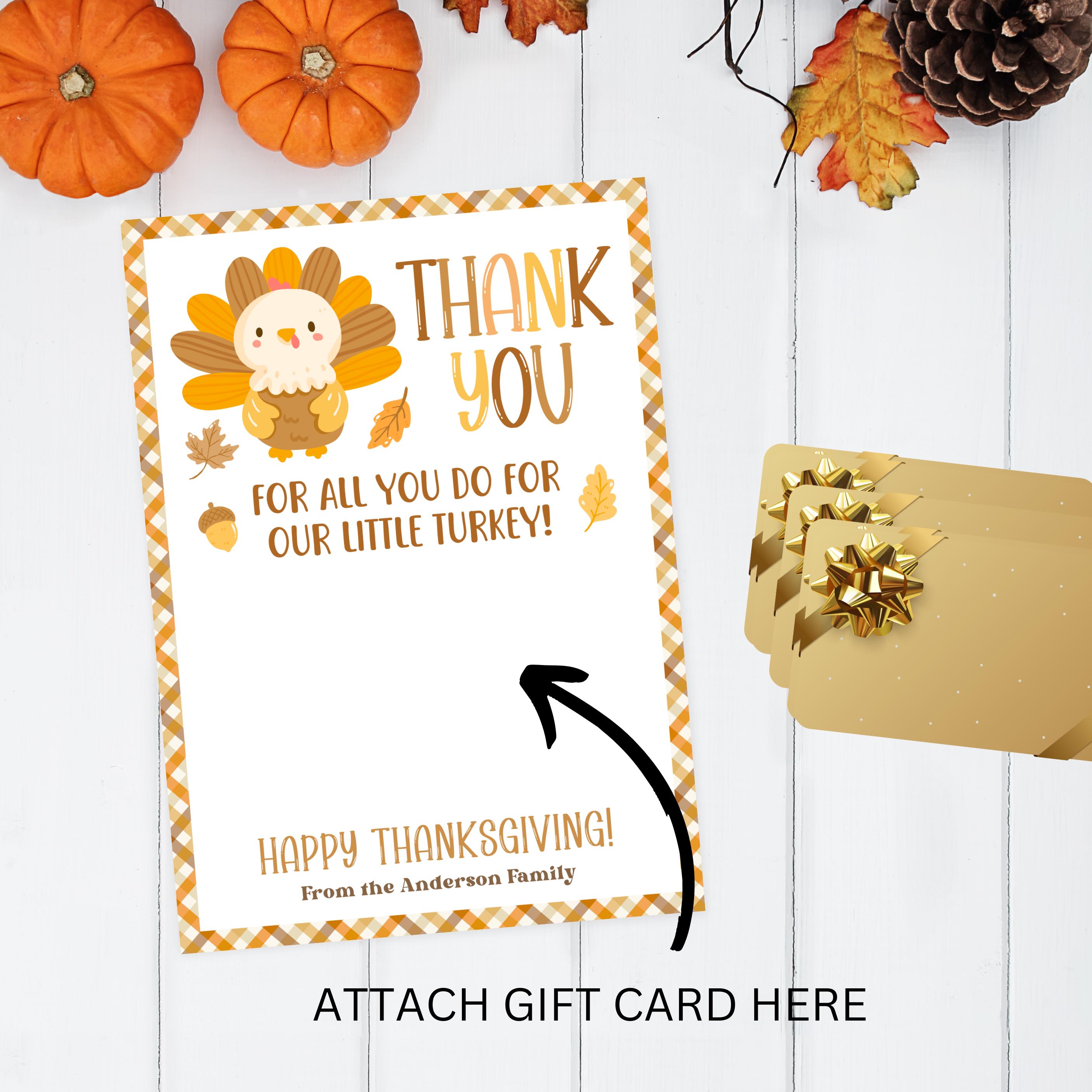 Teacher Thanksgiving Gift Card Holder: School Daycare Staff Thank You ...