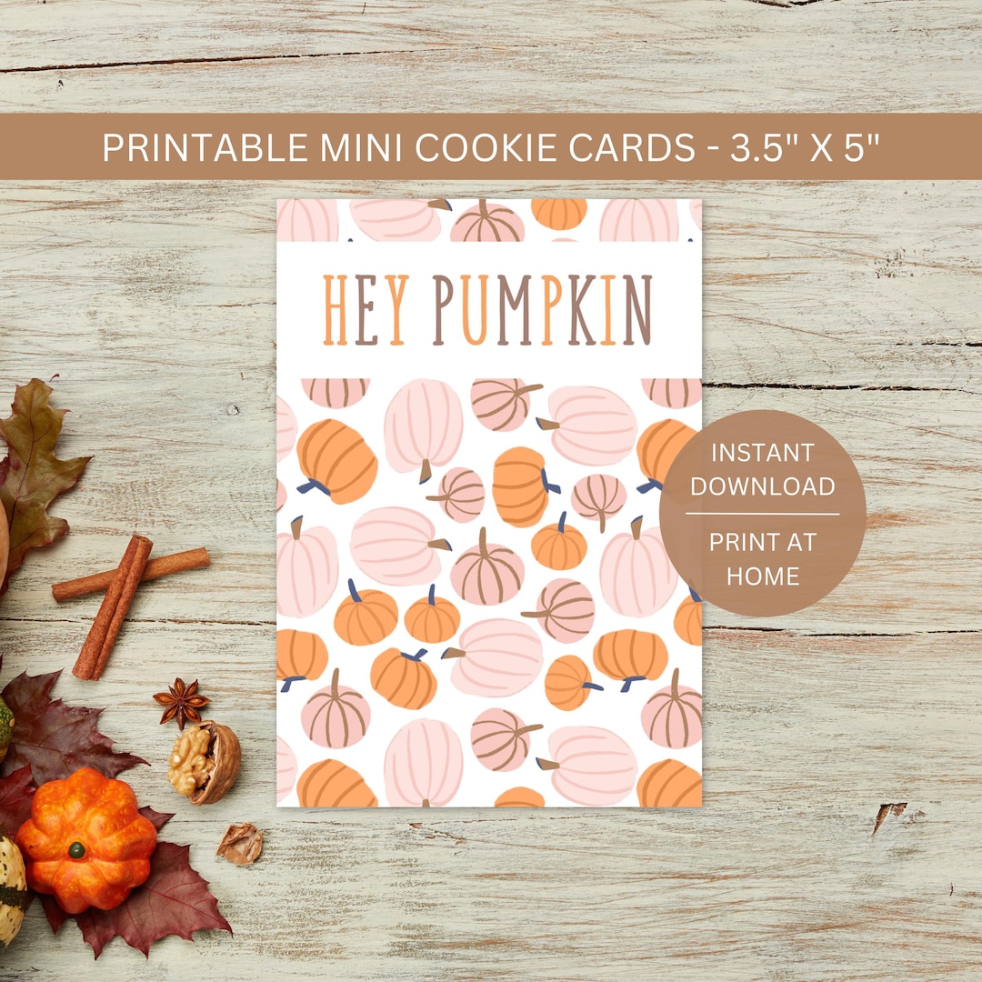 Hey Pumpkin Fall Cookie Card Printable Mini Box Backers 3.5 X 5 ...