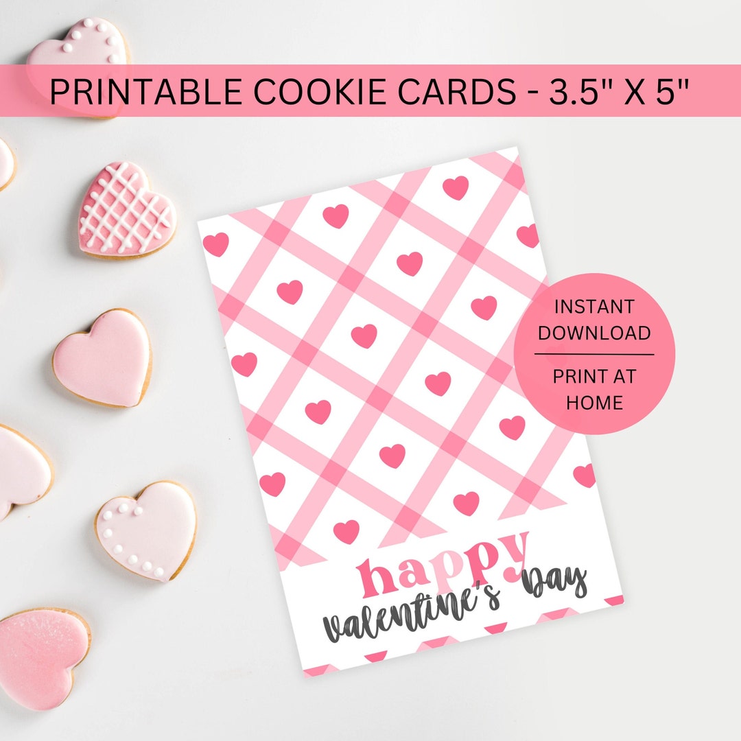 Valentines Cookie Card Mini Box Backer Printable, Downloadable Pink ...
