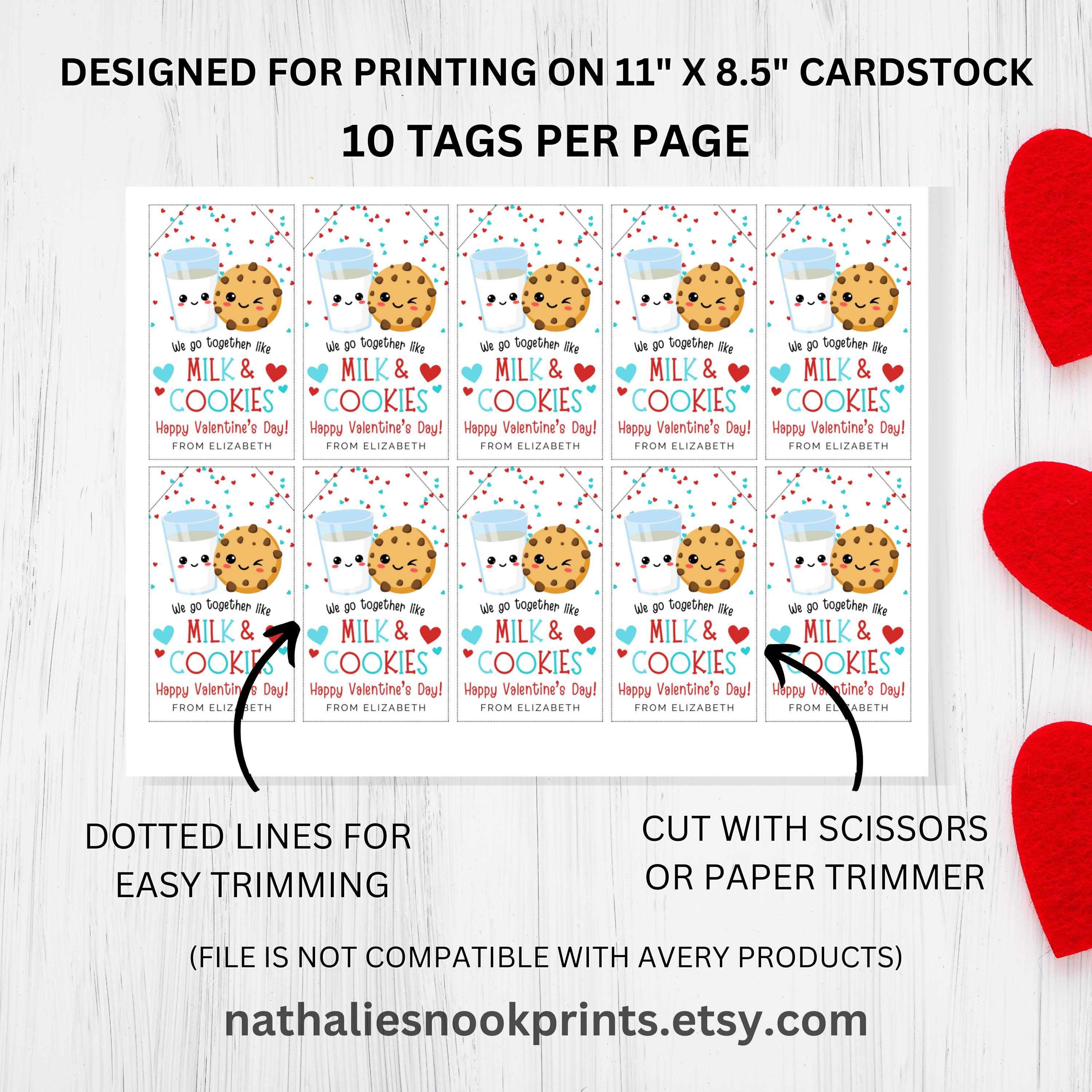 We Go Together Like Milk and Cookies Valentine Tag Editable Template ...