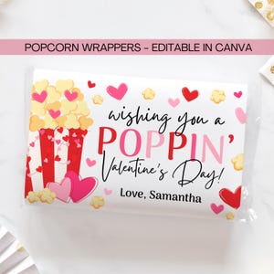 Popcorn Valentine Wrapper Editable, Printable Microwave Popcorn Happy ...