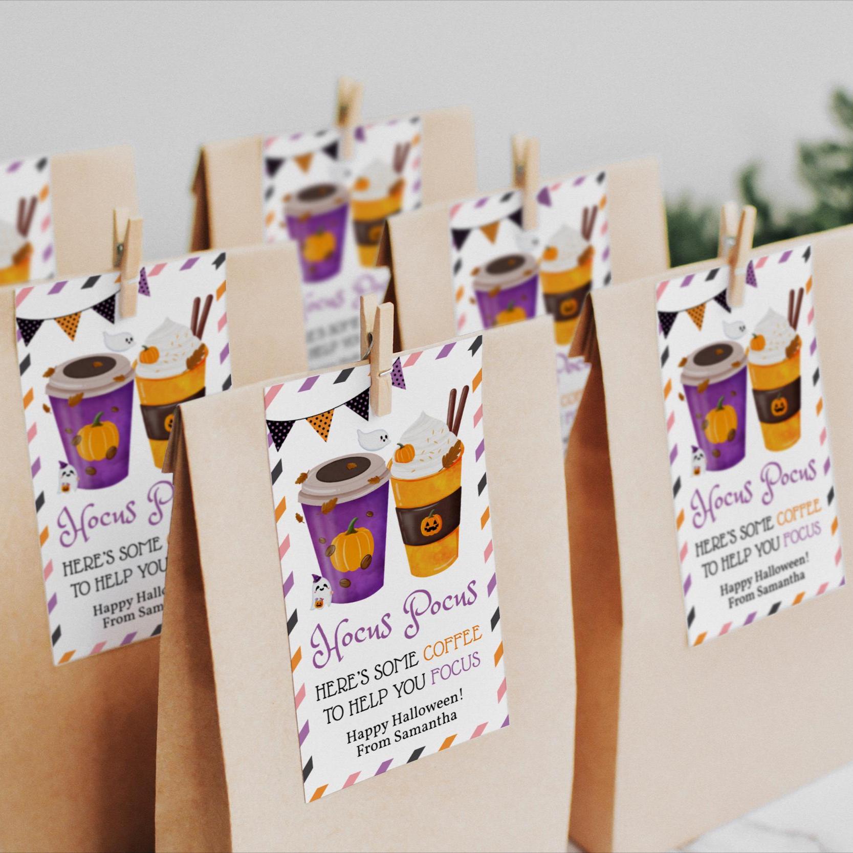 Halloween Coffee Tag Editable, Printable Hocus Pocus Happy Halloween ...