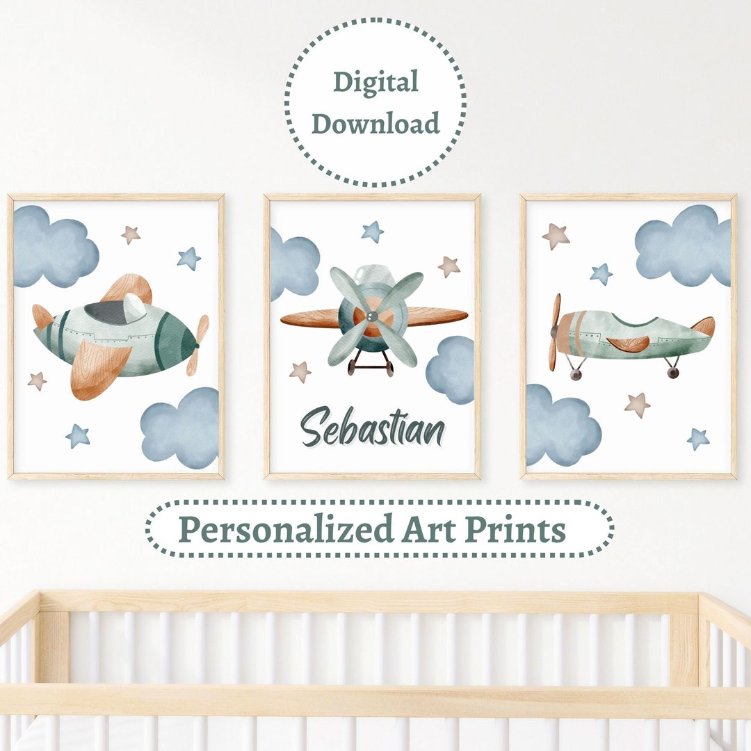 Boys Airplane Decor Kids Airplane Wall Art Airplane Nursery Art ...