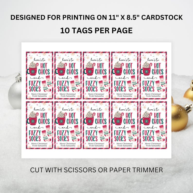 Hot Chocs and Fuzzy Socks Christmas Gift Tag: Hot Cocoa Cozy Holiday ...