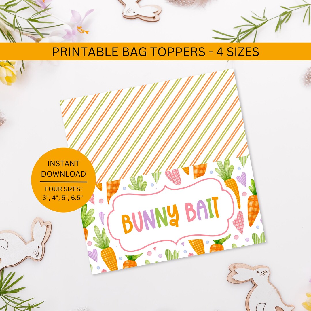 Bunny Bait Printable Bag Topper: Easter Cookie Packaging (instant ...