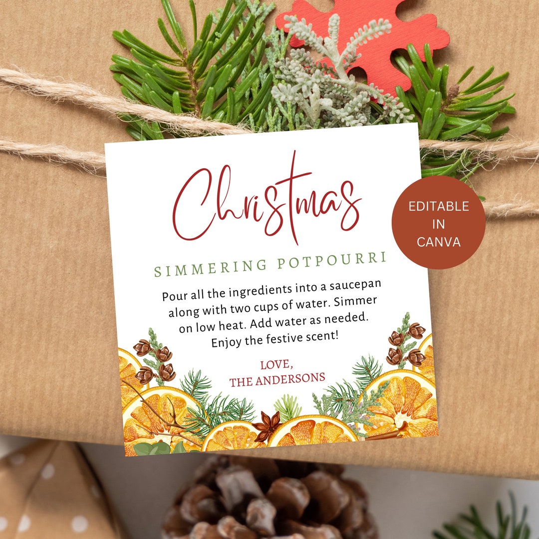 Simmering Christmas Stovetop Potpourri Tag Printable, Homemade Holiday ...