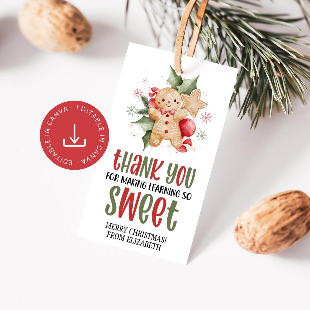 Teacher Christmas Gift Tag Editable: Printable Principal Holiday Thank ...