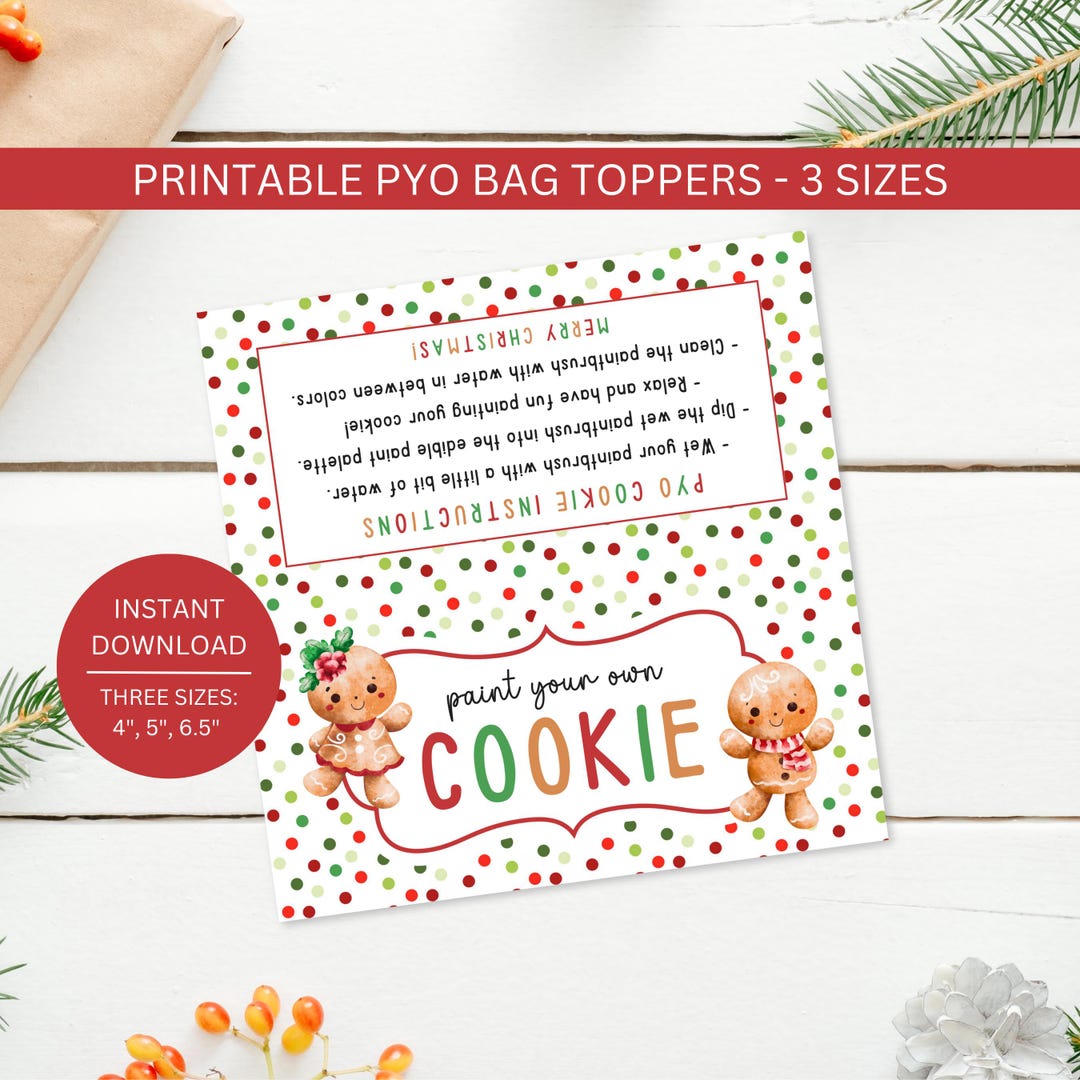 Christmas PYO Cookie Bag Topper Instructions Printable: Gingerbread ...