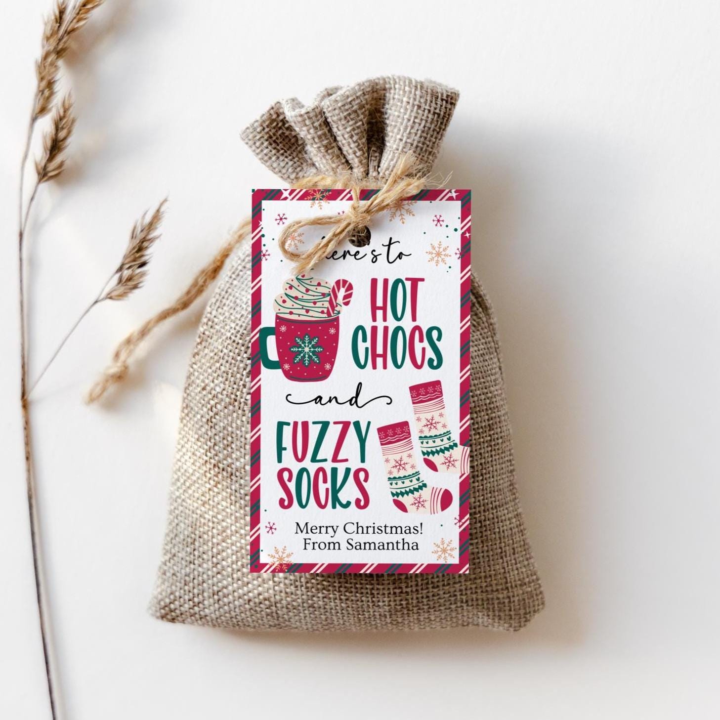 Hot Chocs and Fuzzy Socks Christmas Gift Tag: Hot Cocoa Cozy Holiday ...