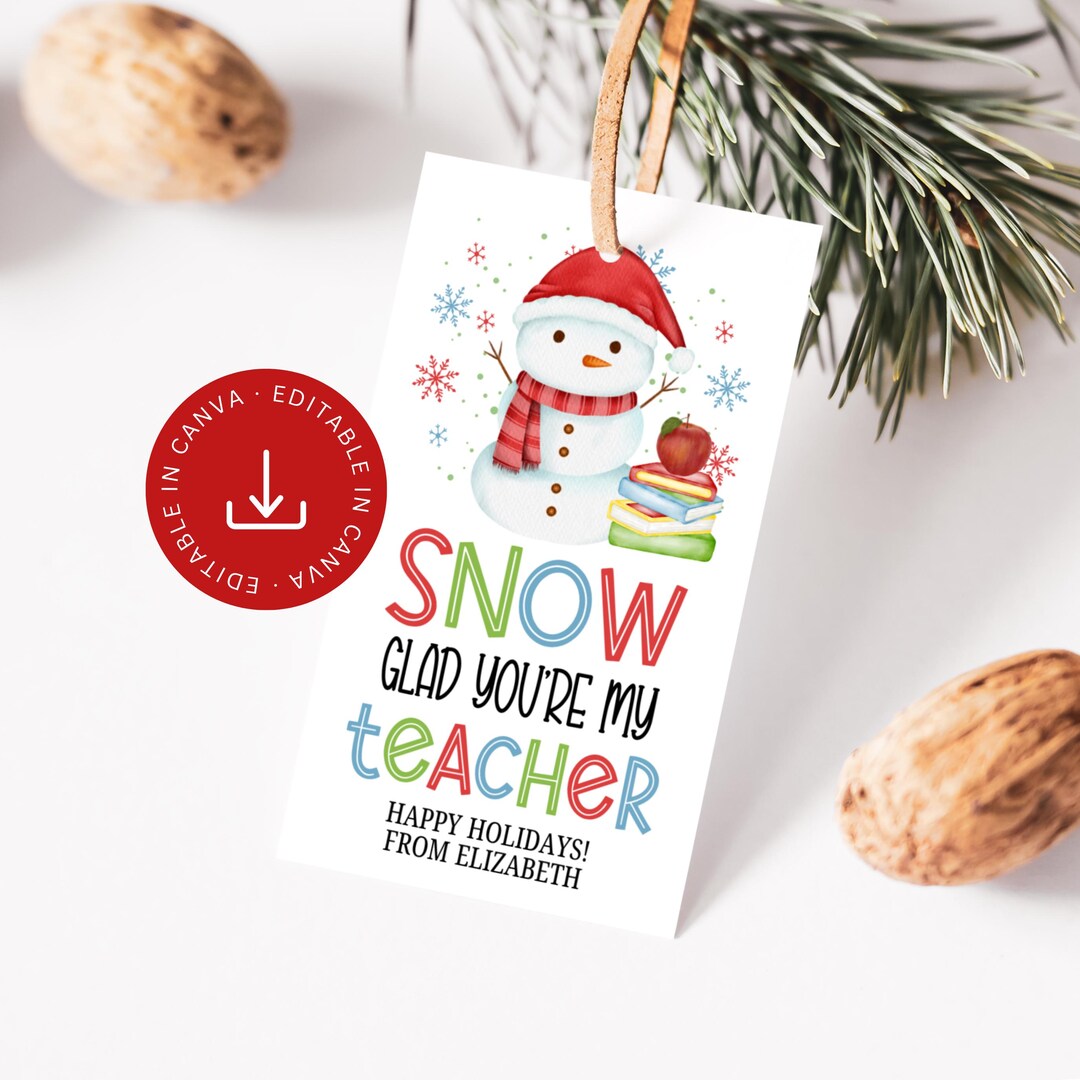Teacher Holiday Gift Tag Editable Template: Printable Winter Break ...