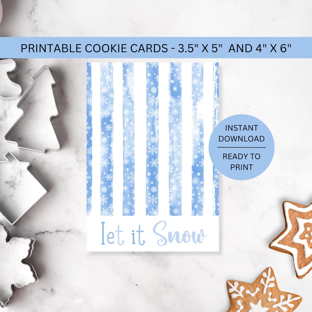 Let It Snow Christmas Cookie Card Printable Mini Box Backers 3.5x5 ...