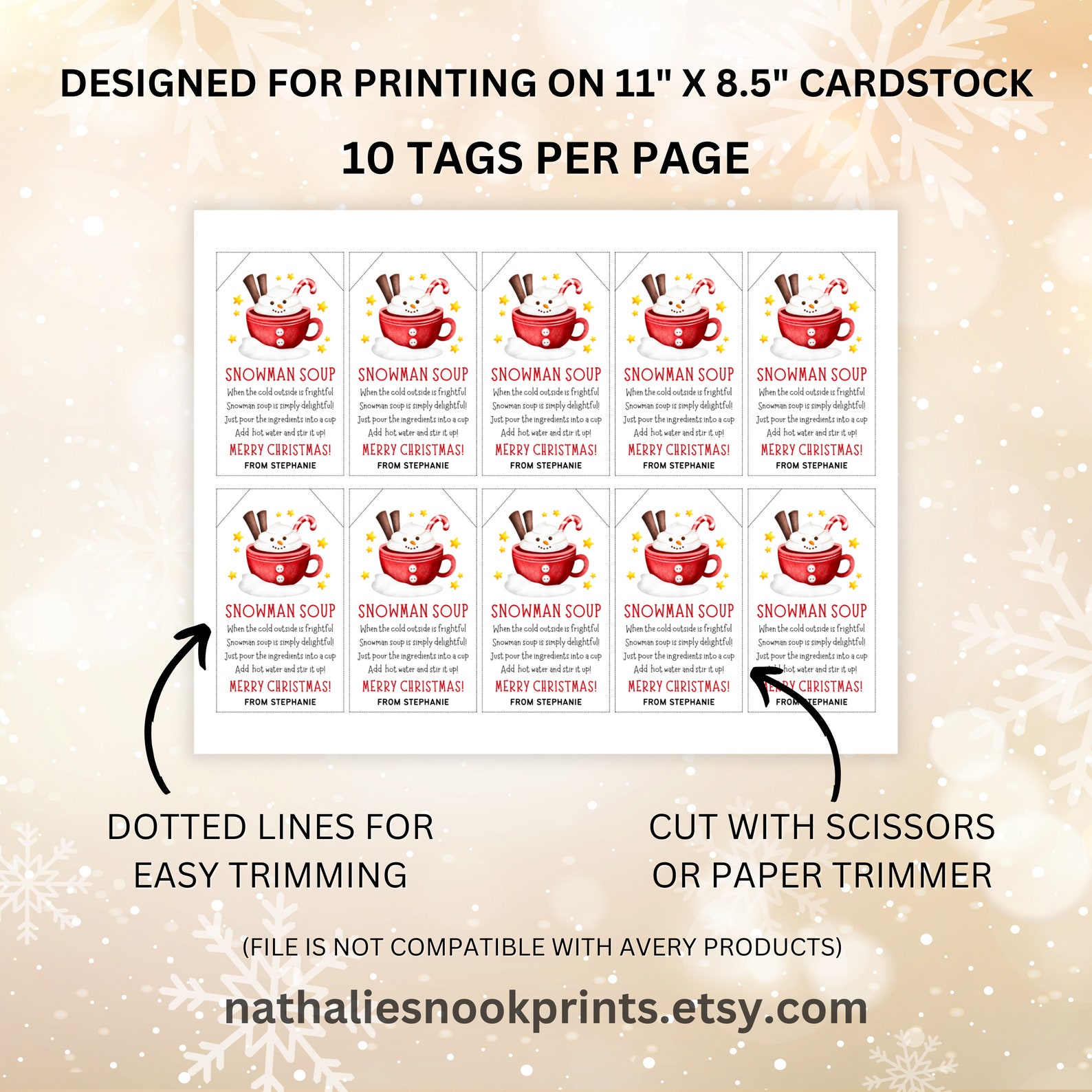 Snowman Soup Tag Printable, Editable Christmas Homemade Hot Chocolate ...