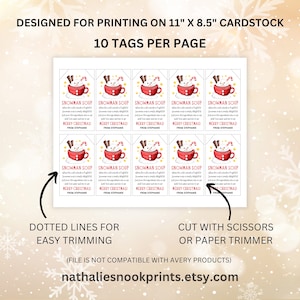 Snowman Soup Tag Printable, Editable Christmas Homemade Hot Chocolate ...