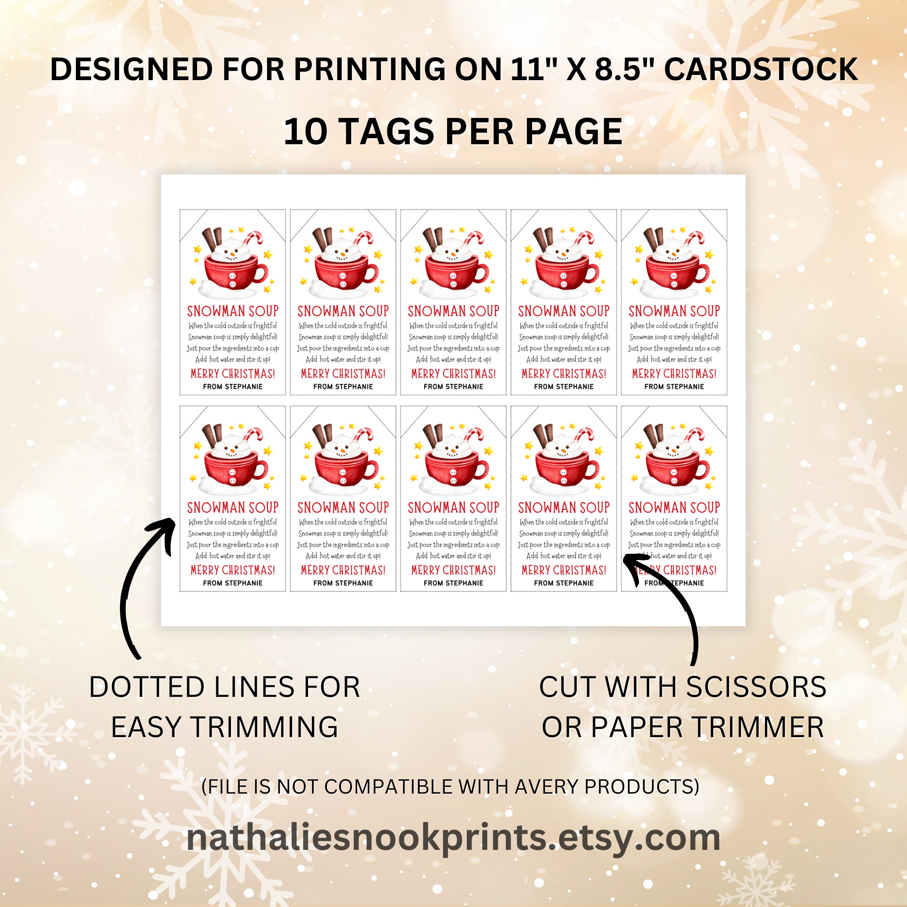 Snowman Soup Tag Printable, Editable Christmas Homemade Hot Chocolate ...