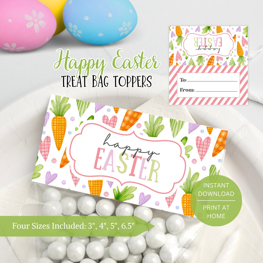 Easter Treat Bag Topper Printable for Kids Favors, Happy Easter Cookie ...