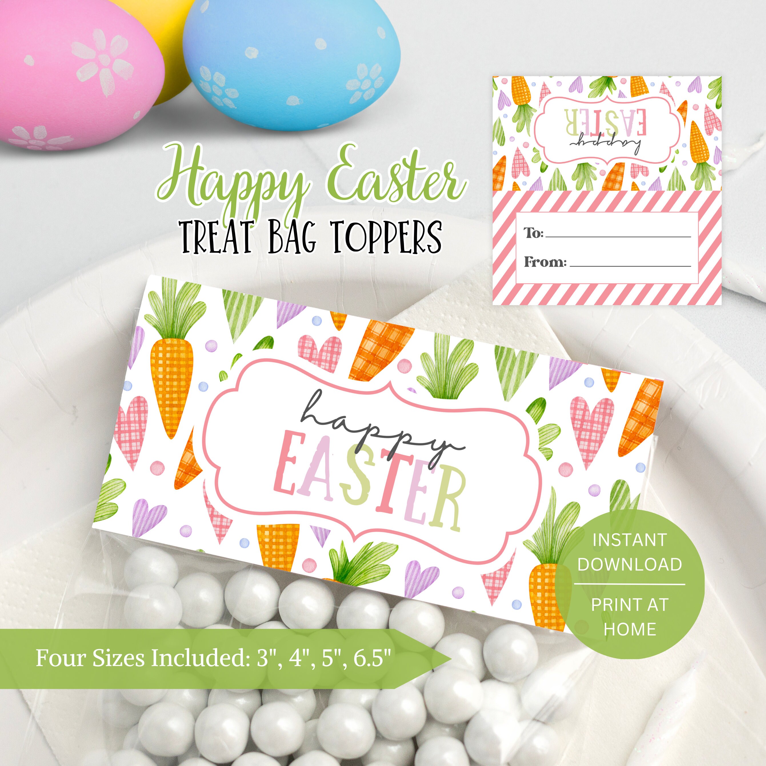 Easter Treat Bag Topper Printable for Kids Favors, Happy Easter Cookie ...